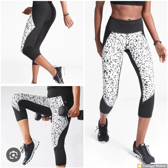 Athleta | Pants & Jumpsuits | Athleta Printed Stealth Trucool Sculptek Black White Capri | Poshmark
